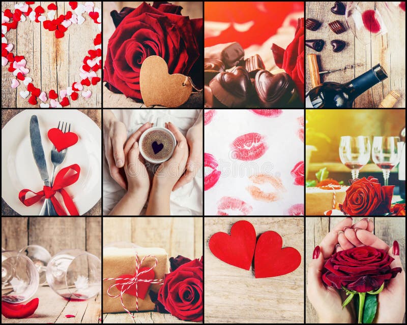 Collage Del Amor Y Del Romance Foto de archivo - Imagen de cena, saludo ...