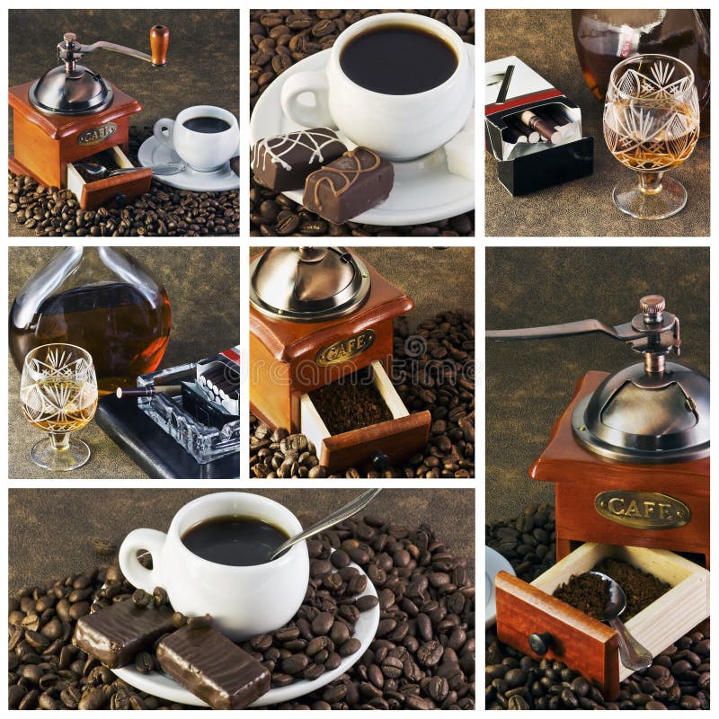 Collage de café foto de archivo. Imagen de botella, desayuno - 16717818