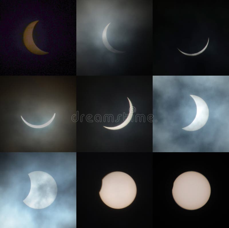 Collage Del Eclipse Solar Parcial Foto de archivo - Imagen de reino ...