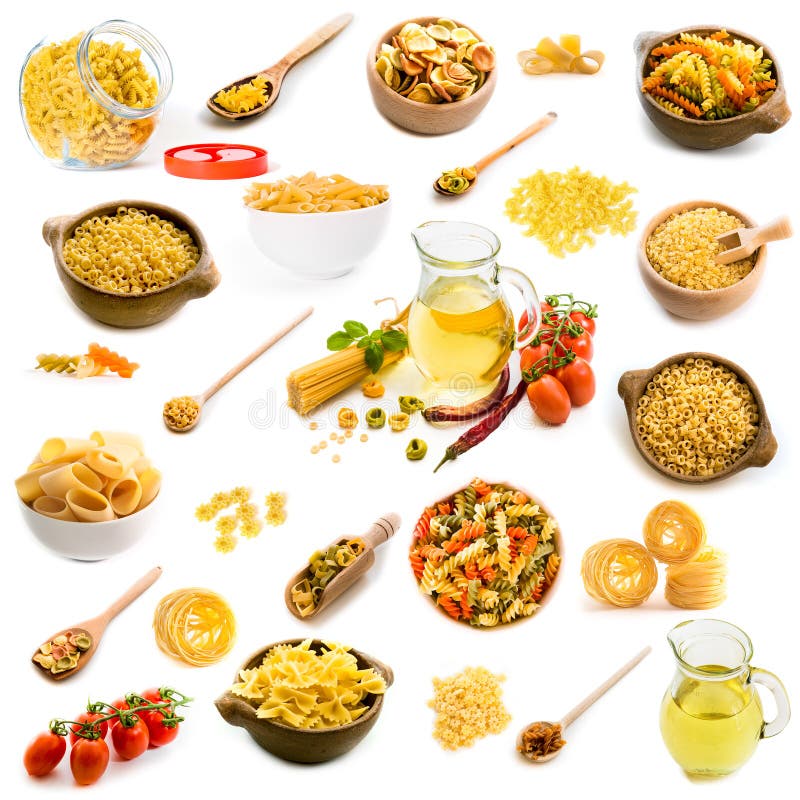 Collage Delle Foto Delle Forme Differenti Di Pasta Immagine Stock ...