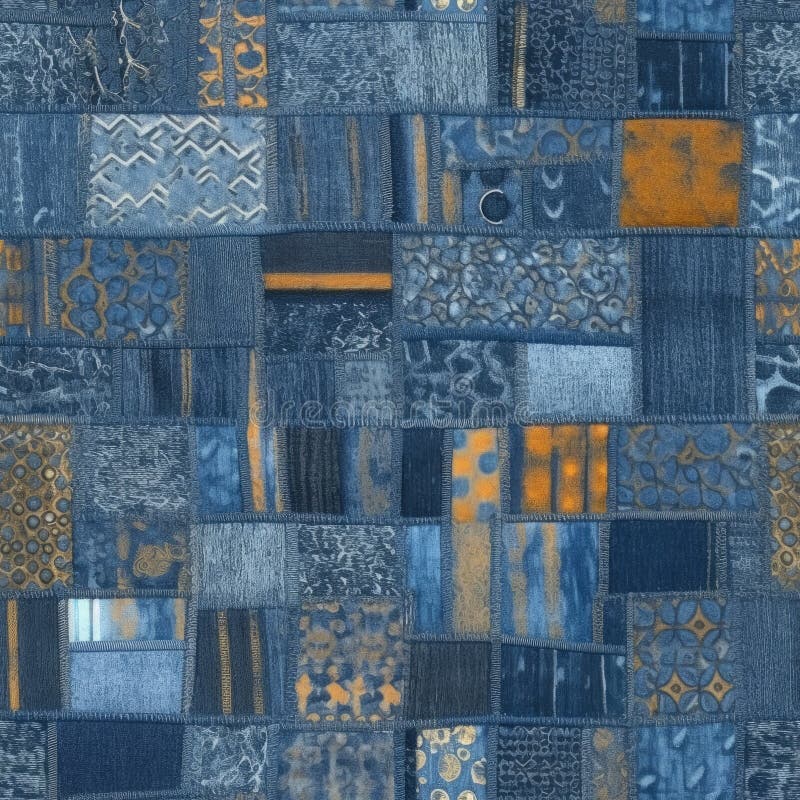 Collage of Denim Textures and Patterns in Various Blue Tones Stock ...