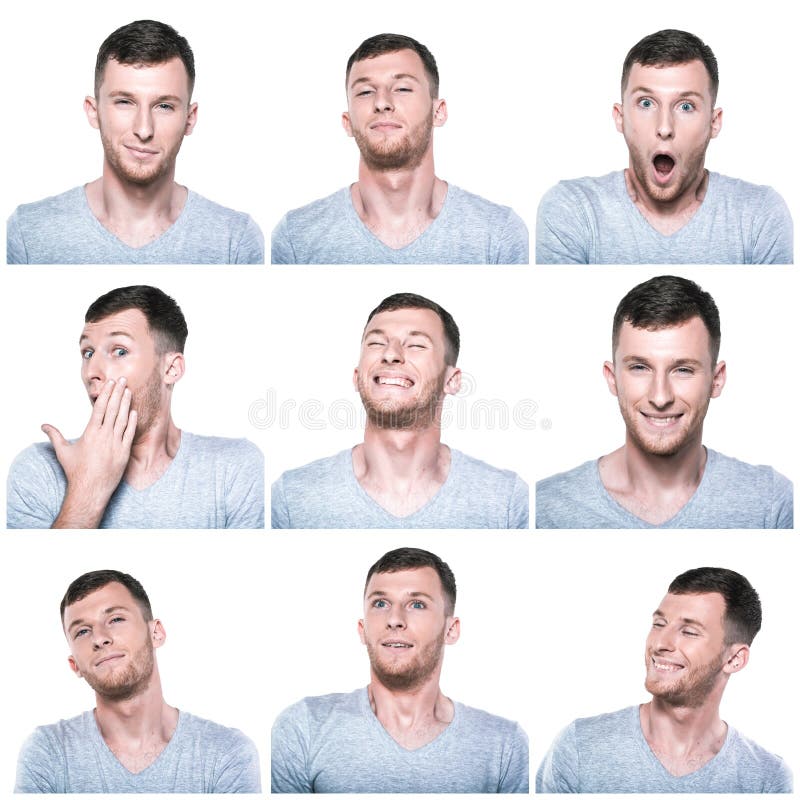 Collage Des Expressions Positives De Visage Image stock - Image du ...