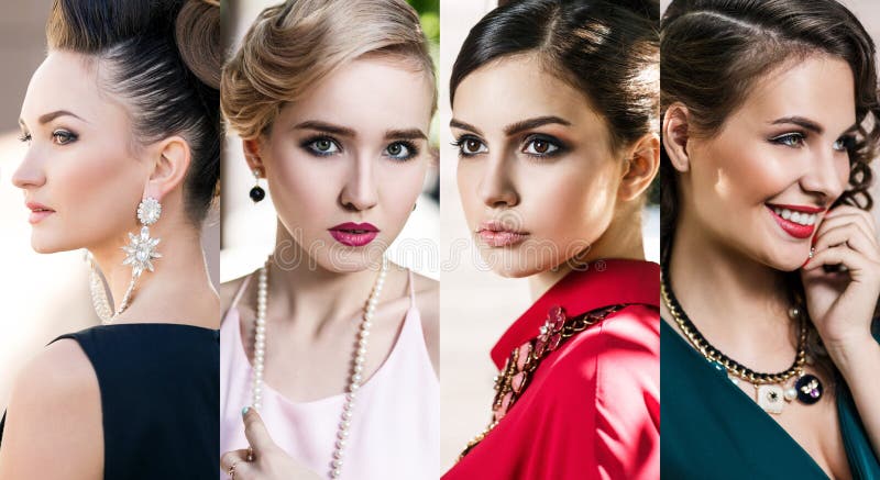 Collage Di Giovani Donne Alla Moda Fotografia Stock - Immagine di ...