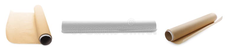 Collage with Different Baking Paper on White Background Stock Image ...