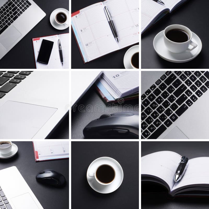 A Collage of Different Business Images Stock Photo - Image of device ...