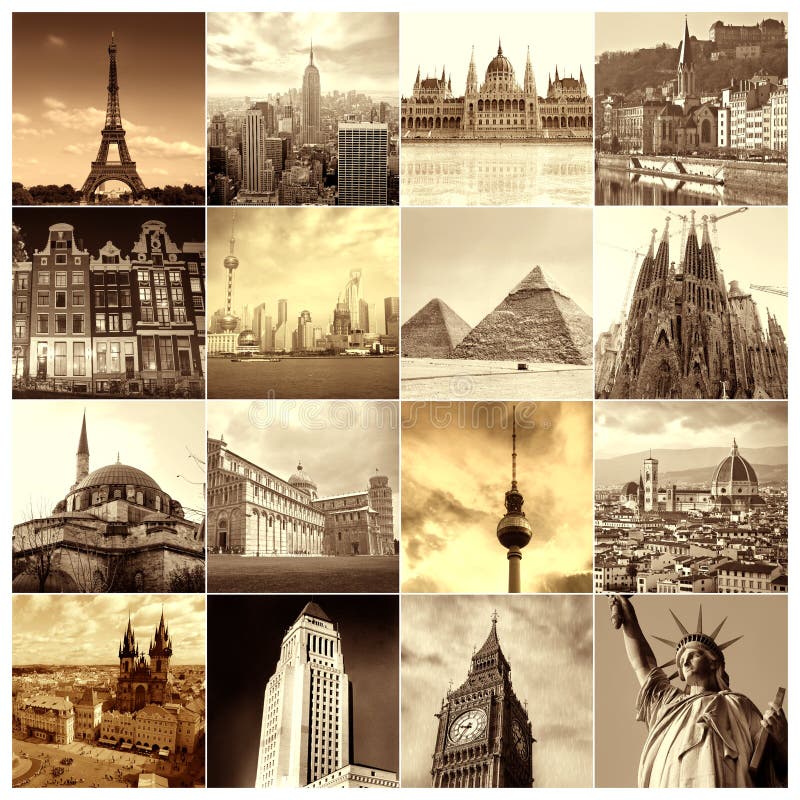 Collage of Different Cities Stock Image - Image of time, places: 67515155