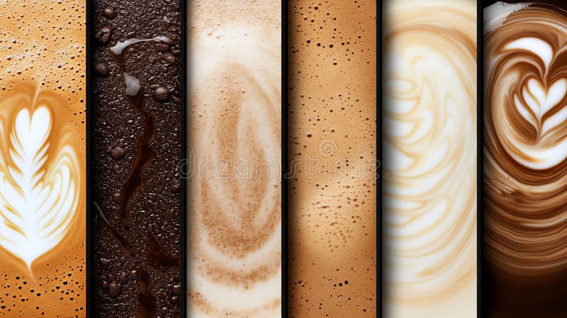A Collage of Different Coffee Types, from Espresso To Latte Art ...