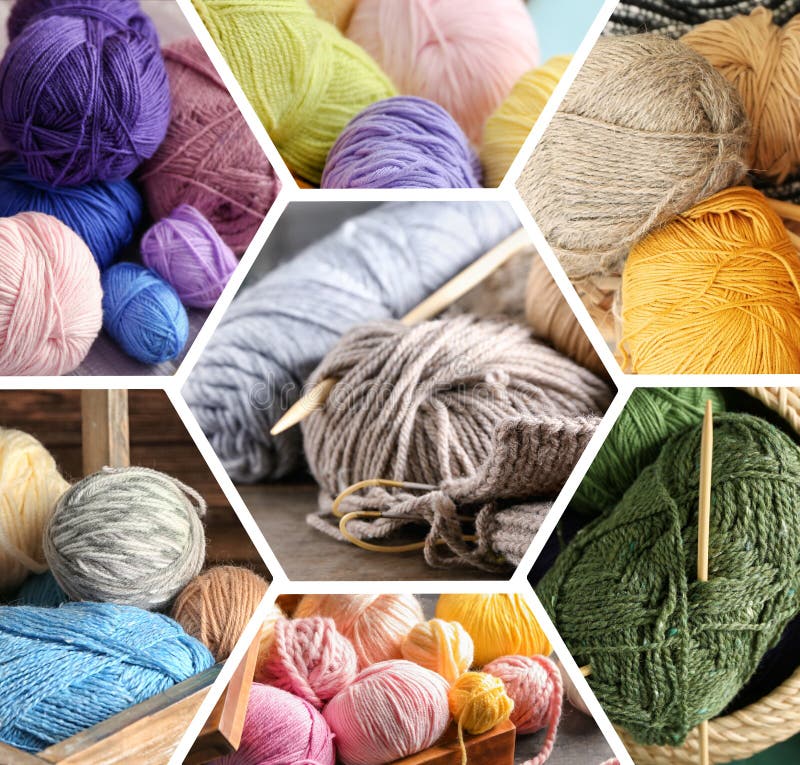 Collage of Different Color Knitting Threads Stock Image - Image of ...