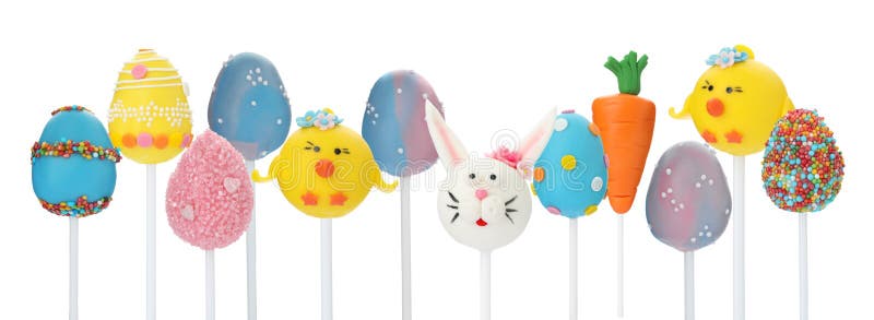 Collage with Different Delicious Cake Pops on Background. Banner Design ...