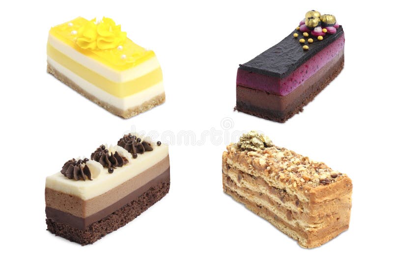 Collage with Different Delicious Cakes on White Background Stock Image ...