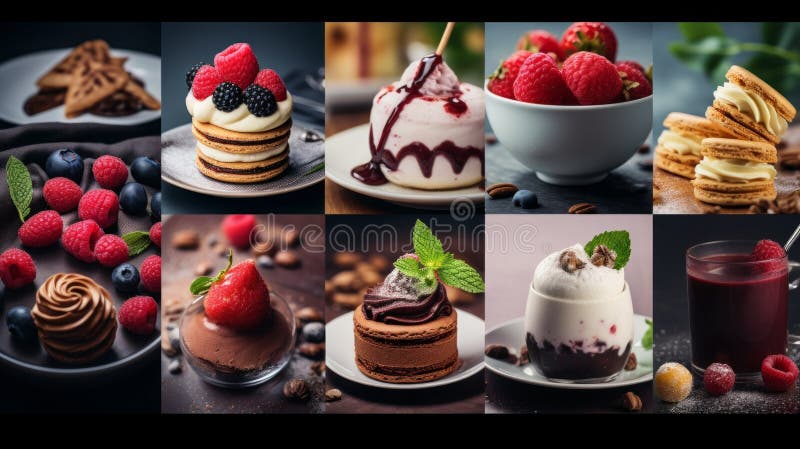 Collage with Different Delicious Desserts. Ai Generated Image Stock Photo - Image of decoration ...