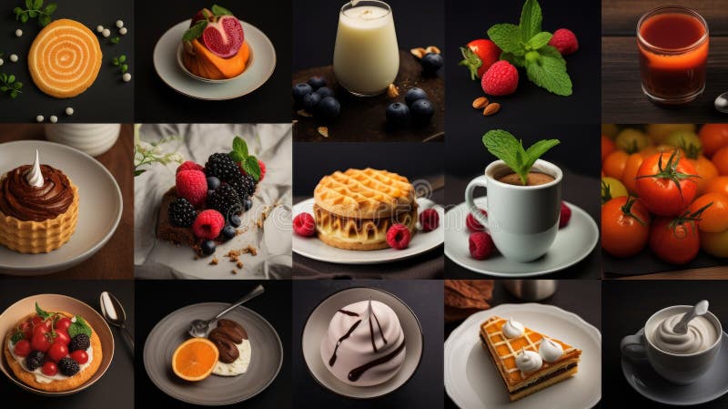 Collage with Different Delicious Desserts. Ai Generated Image Stock ...