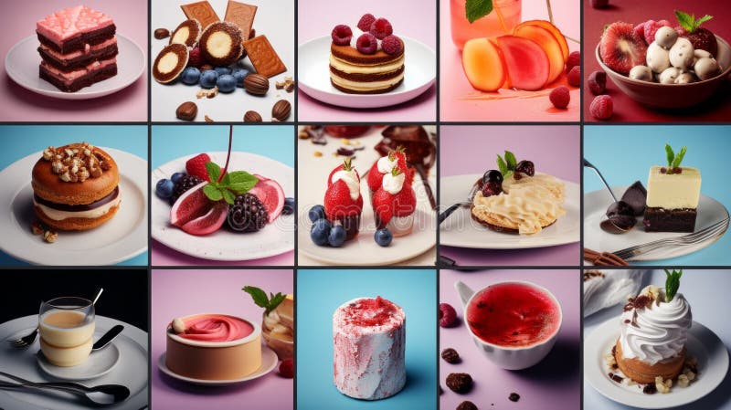 Collage with Different Delicious Desserts. Ai Generated Image Stock Image - Image of dish, snack ...