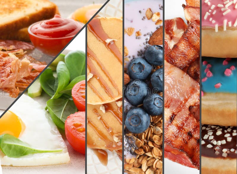 Collage of Delicious Food and Fastfood Close-up Stock Image - Image of ...