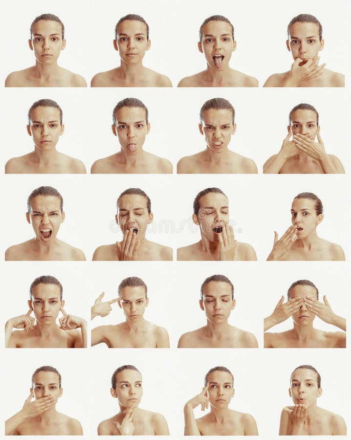 High Resolution. Collage of Different Facial Expressions Stock Image ...