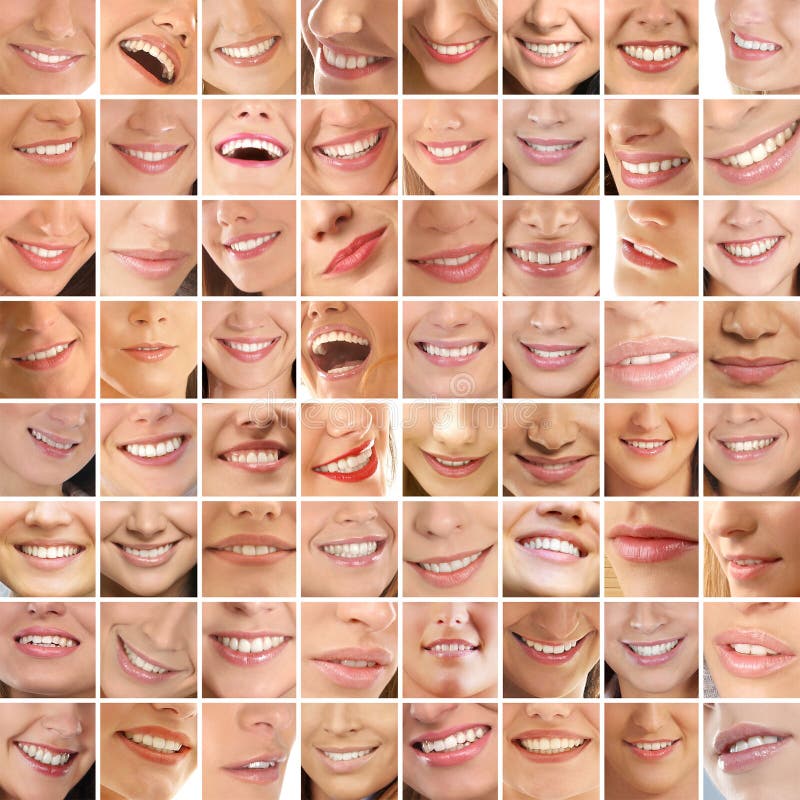 A Collage of Different Female Smiles Stock Photo - Image of health ...