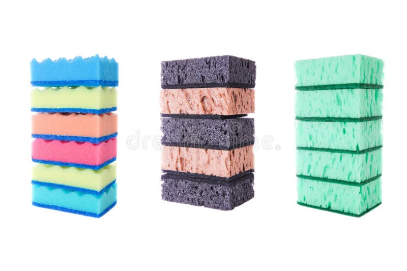 Collage of Different Foam Sponges for Dishes Stock Image - Image of ...