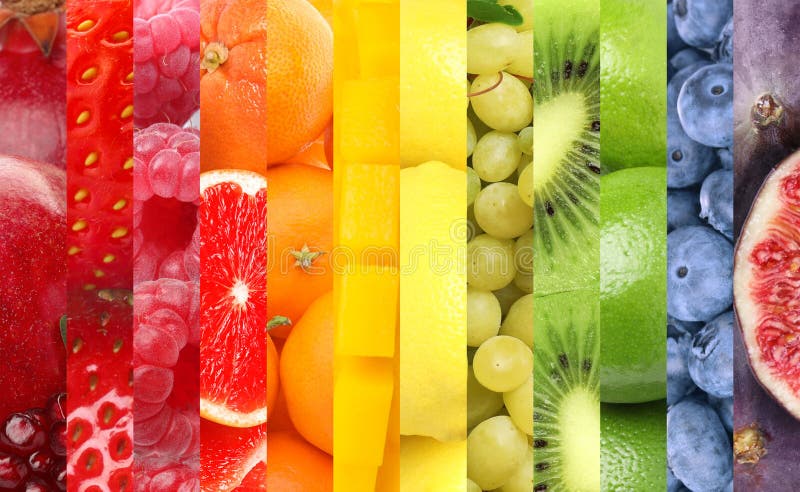 Collage with Different Fresh Ripe Fruits. Banner Design Stock Photo ...