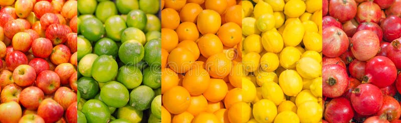 Collage of Different Fruits Stock Image - Image of green, lemon: 32934423