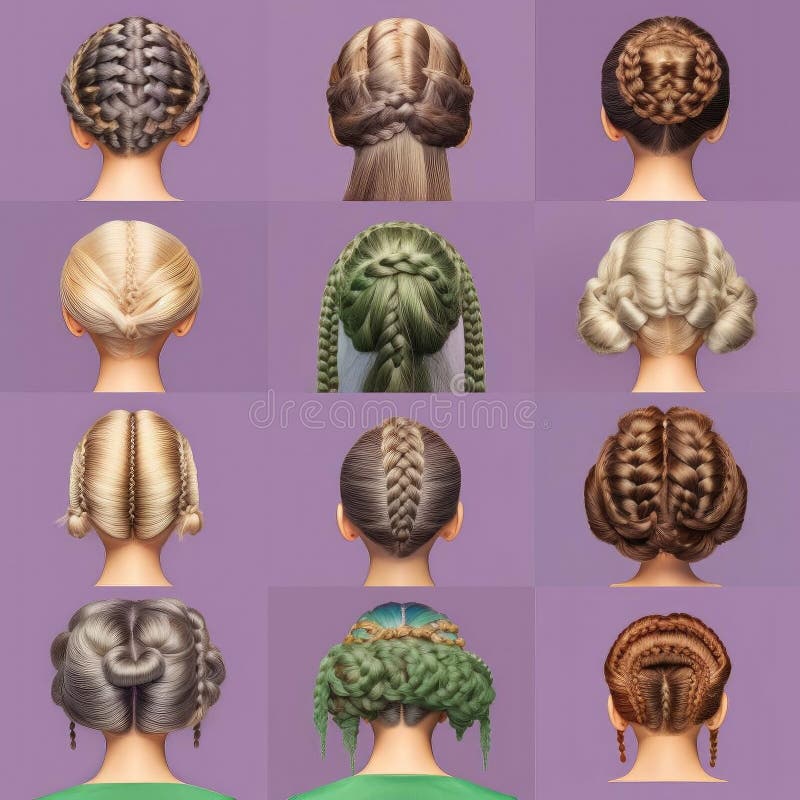 A Collage of Different Hairstyles Stock Illustration - Illustration of ...