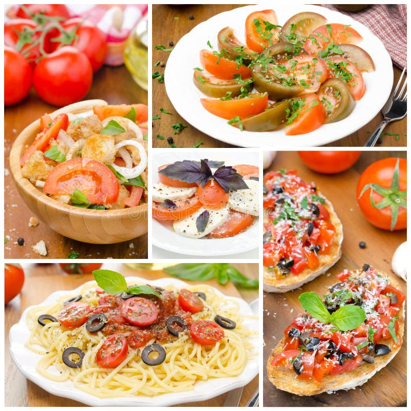 Collage of Different Italian Dishes Stock Image - Image of appetizer ...
