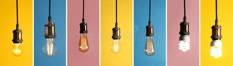 Collage of Different Lamp Bulbs Stock Image - Image of fluorescent ...
