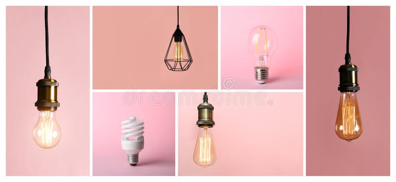 Collage of Different Lamp Bulbs Stock Image - Image of design ...