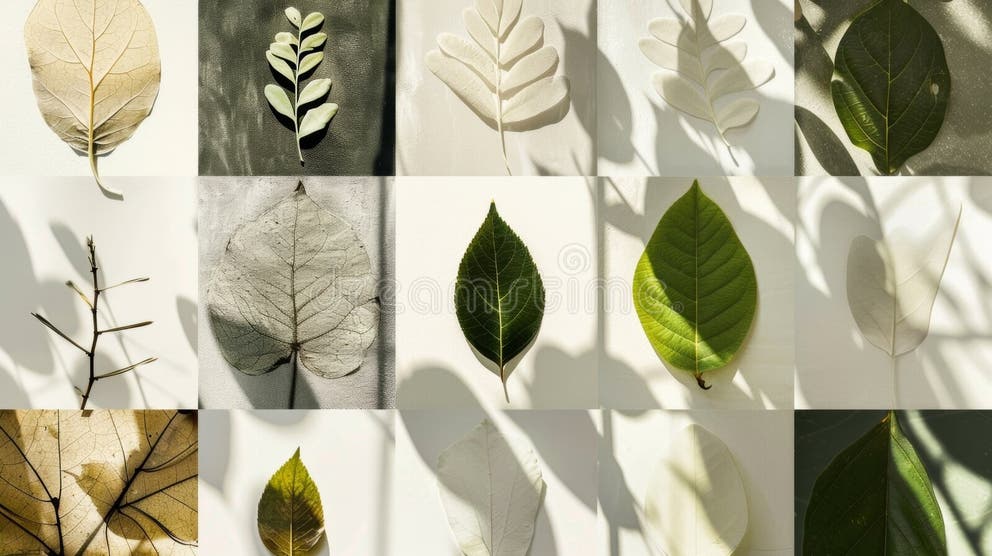 A Collage of Different Leafshaped Shadows Arranged in an Asymmetrical ...