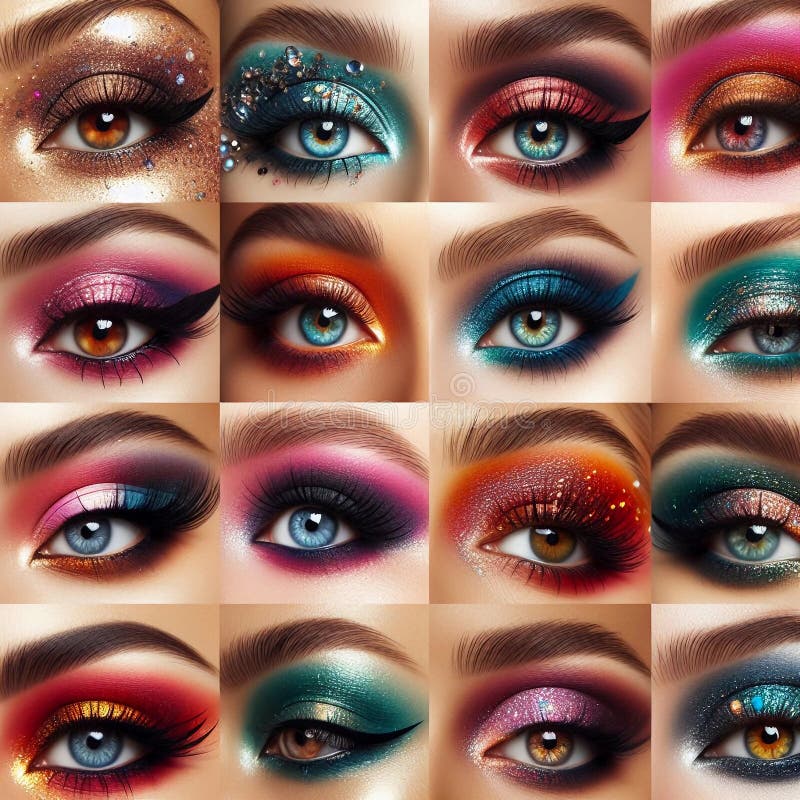 A Collage of Different Makeup Including the Eyes and the Colors of the ...