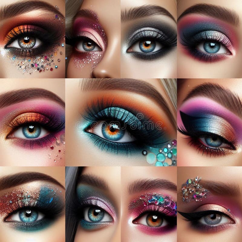 A Collage of Different Makeup Including the Eyes and the Colors of the ...