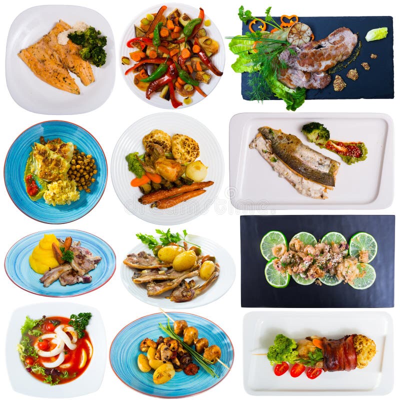Collage of Different Meals Isolated Stock Image - Image of dish, design ...