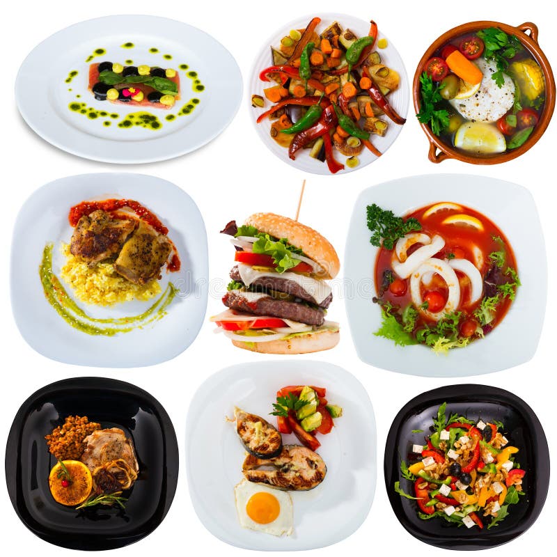 Collage of Different Meals Isolated Stock Photo - Image of diet ...