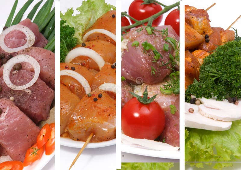 Collage of different meat stock image. Image of collage - 160584209