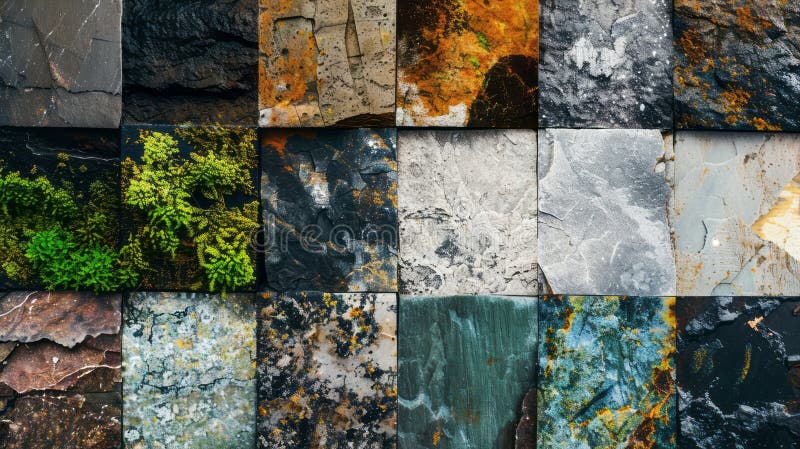 A Collage of Different Natural Earth Textures Mixed Stock Illustration ...