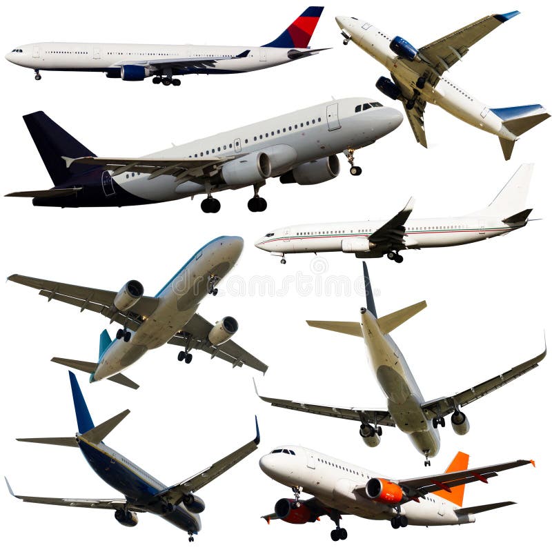 Collage of Different Passenger Airplanes Stock Image - Image of plane ...