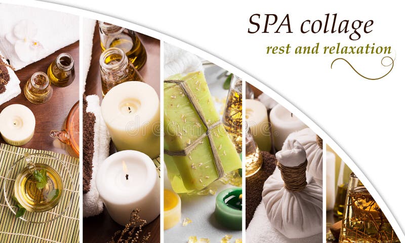 Collage from Different Photoes of SPA Stock Photo - Image of shot, copy ...