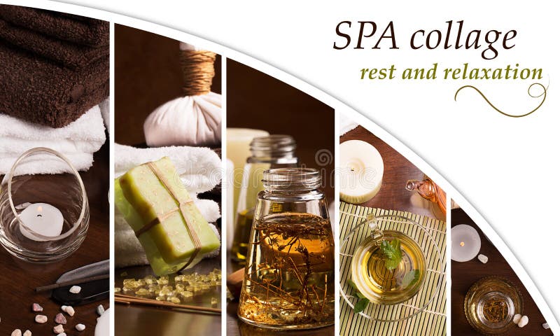 Collage from Different Photoes of SPA Stock Image - Image of massage ...