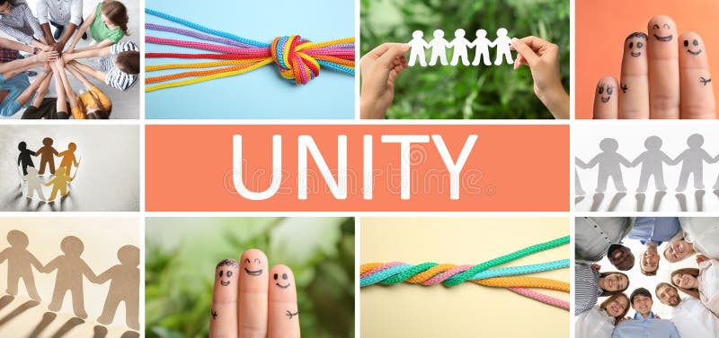 Collage with Different Photos, Banner. Concept of Unity and Support ...