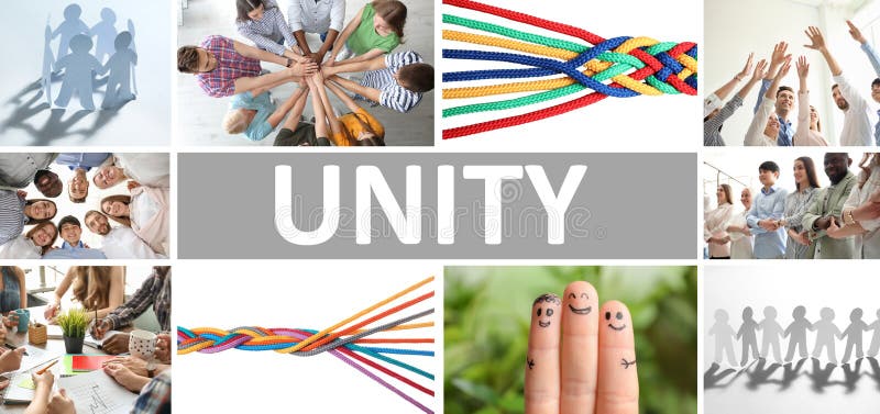 Collage with Different Photos, Banner. Concept of Unity and Support ...
