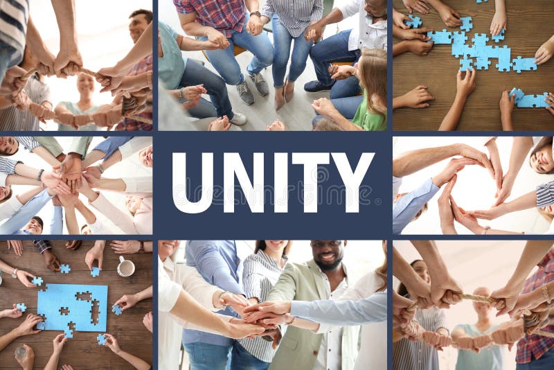 Collage with Photos. Concept of Unity and Support Stock Photo - Image ...