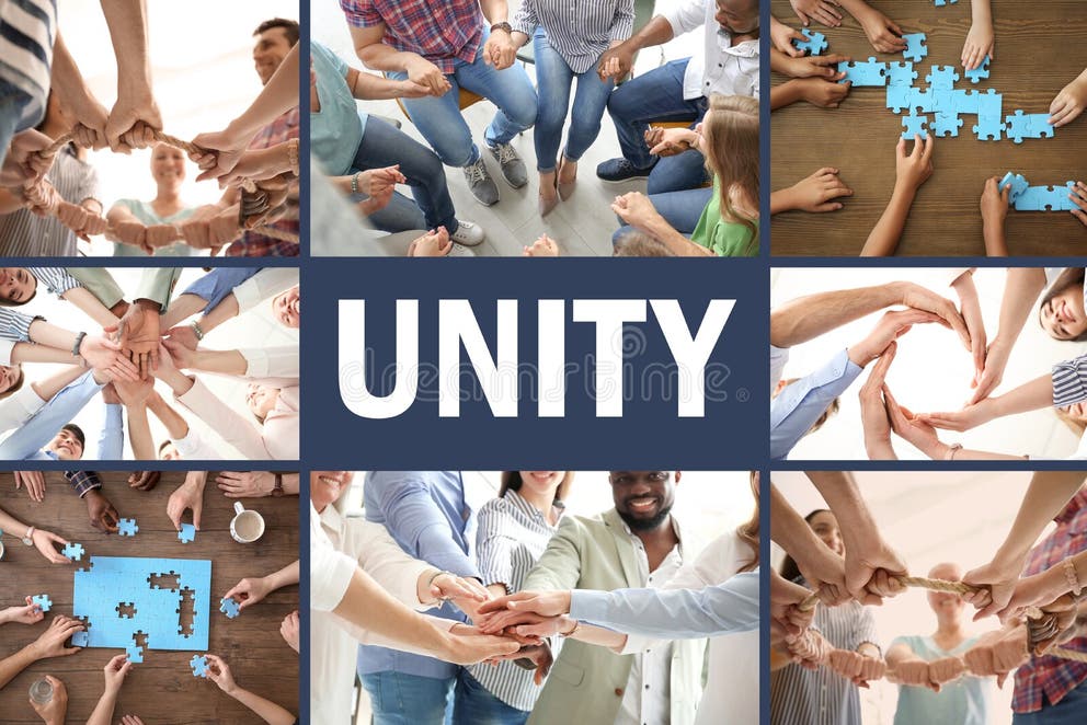 Collage with Photos. Concept of Unity and Support Stock Photo - Image ...