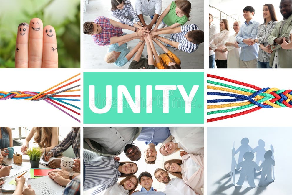 Collage with Photos. Concept of Unity and Support Stock Image - Image ...