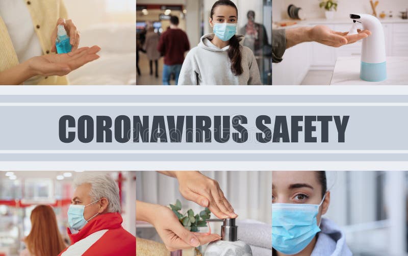 Collage with Different Photos Devoted Coronavirus. Be in Safety Stock ...