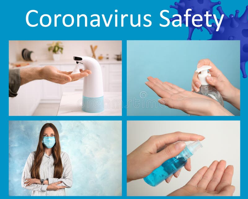 Collage with Different Photos Devoted Coronavirus. Be in Safety Stock ...