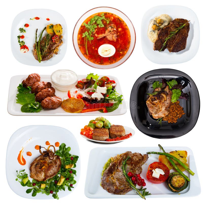 Assorted Pork and Beef Dishes Stock Photo - Image of salad, dinner ...