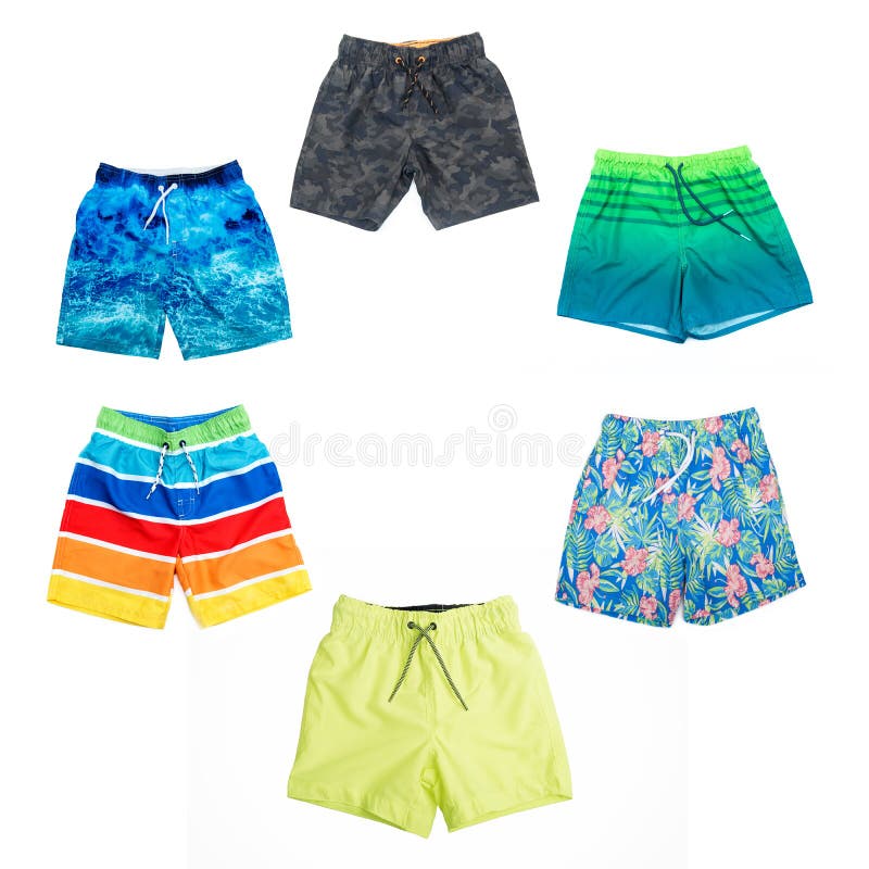 Collage of Different Shorts for Boys of Different Colors. Stock Photo ...