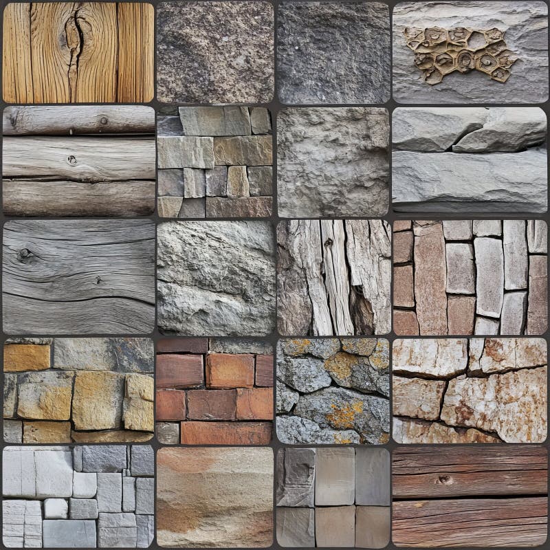 Collage of Different Stone Wall Textures in Different Colors and Shapes ...