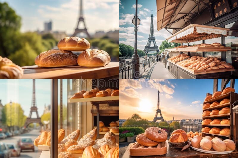 Collage of Different Types of Bread and Bakery Products in Paris ...