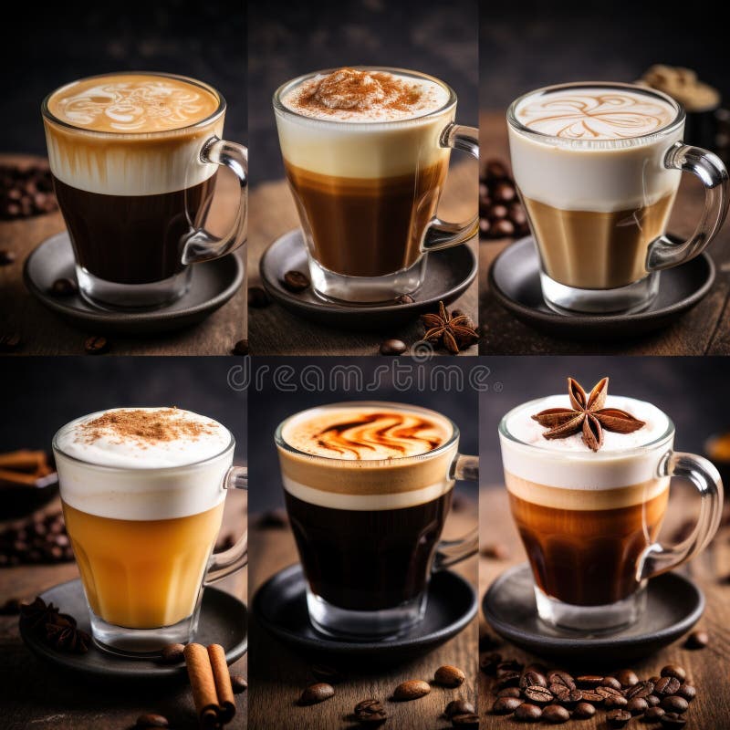 A Collage of Different Types of Coffee Drinks AI Generated Stock ...