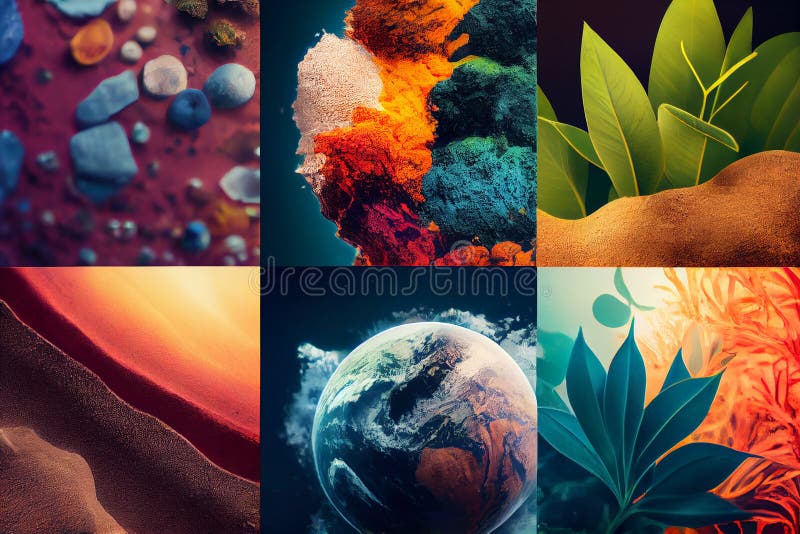 Collage of Different Types of Earth Textures. Stock Illustration ...